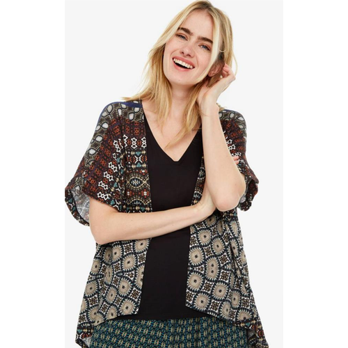 Desigual Jamil Geometric Short Sleeve Cardigan Tank Top Combo Small ...