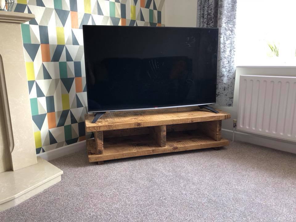 Tv Cabinet Made From Pallets Chunky Rustic TV Stand / Unit / Cabinet