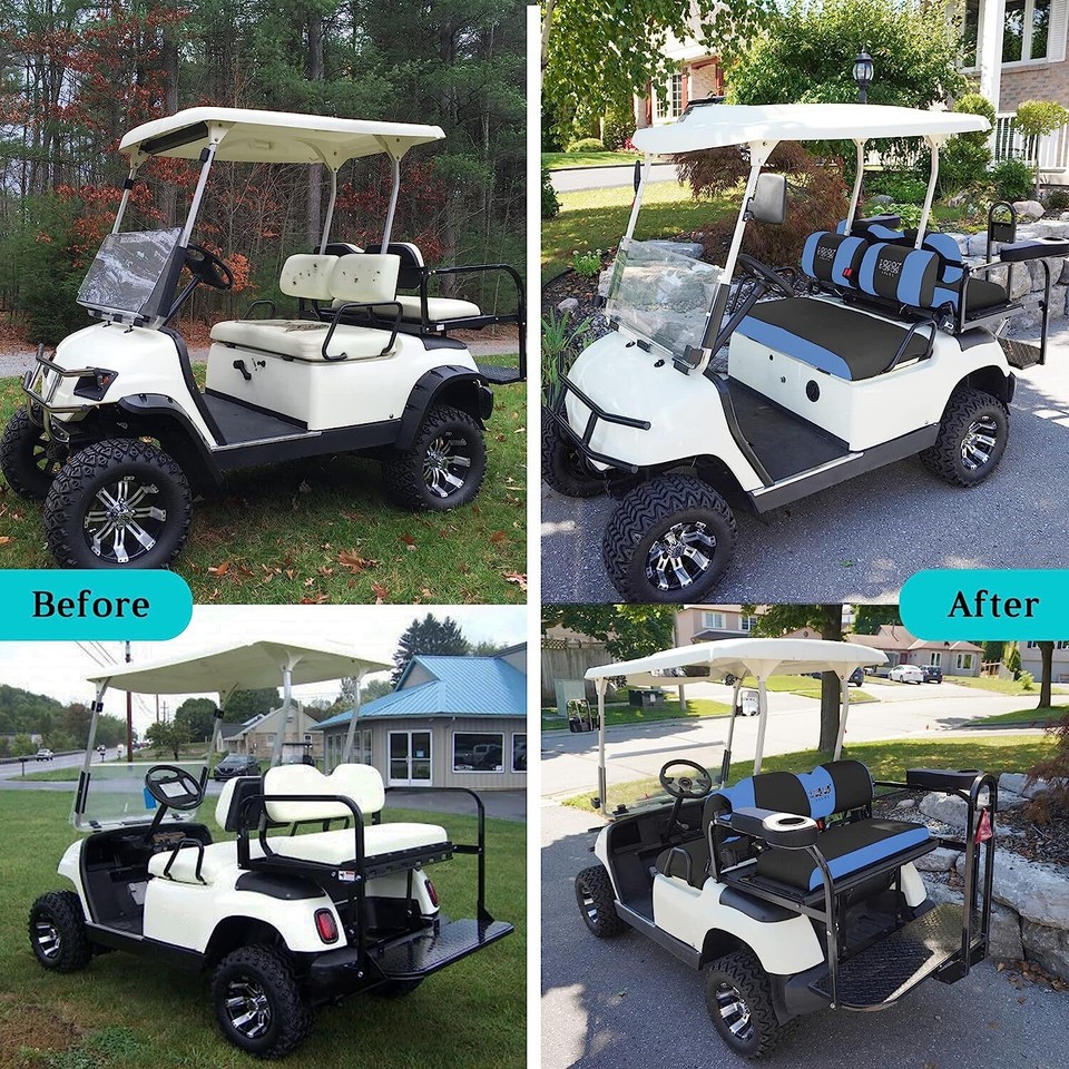 Blue Golf Cart Front Rear Seat Covers for Yamaha G2 - G22, Club Car DS ...