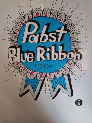 Rare Pabst Blue Ribbon PBR 2016 Cartoon logo art promo poster 18"×24 ...