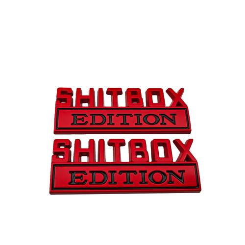 2Pcs Chrome Metal Red&Black SHITBOX Edition Car Embelm Badge Sport ...