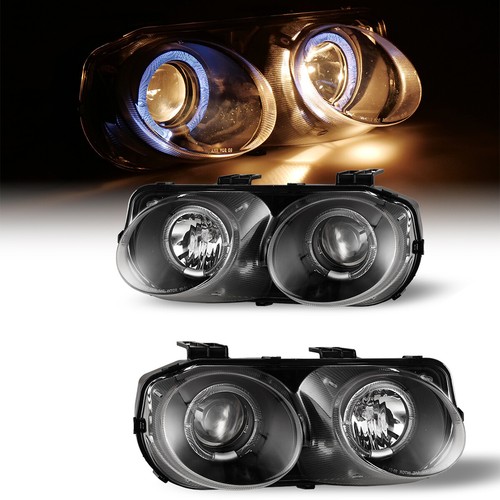 Pair Headlights For 1998-2001 Acura Integra Projector Halo Black Clear ...