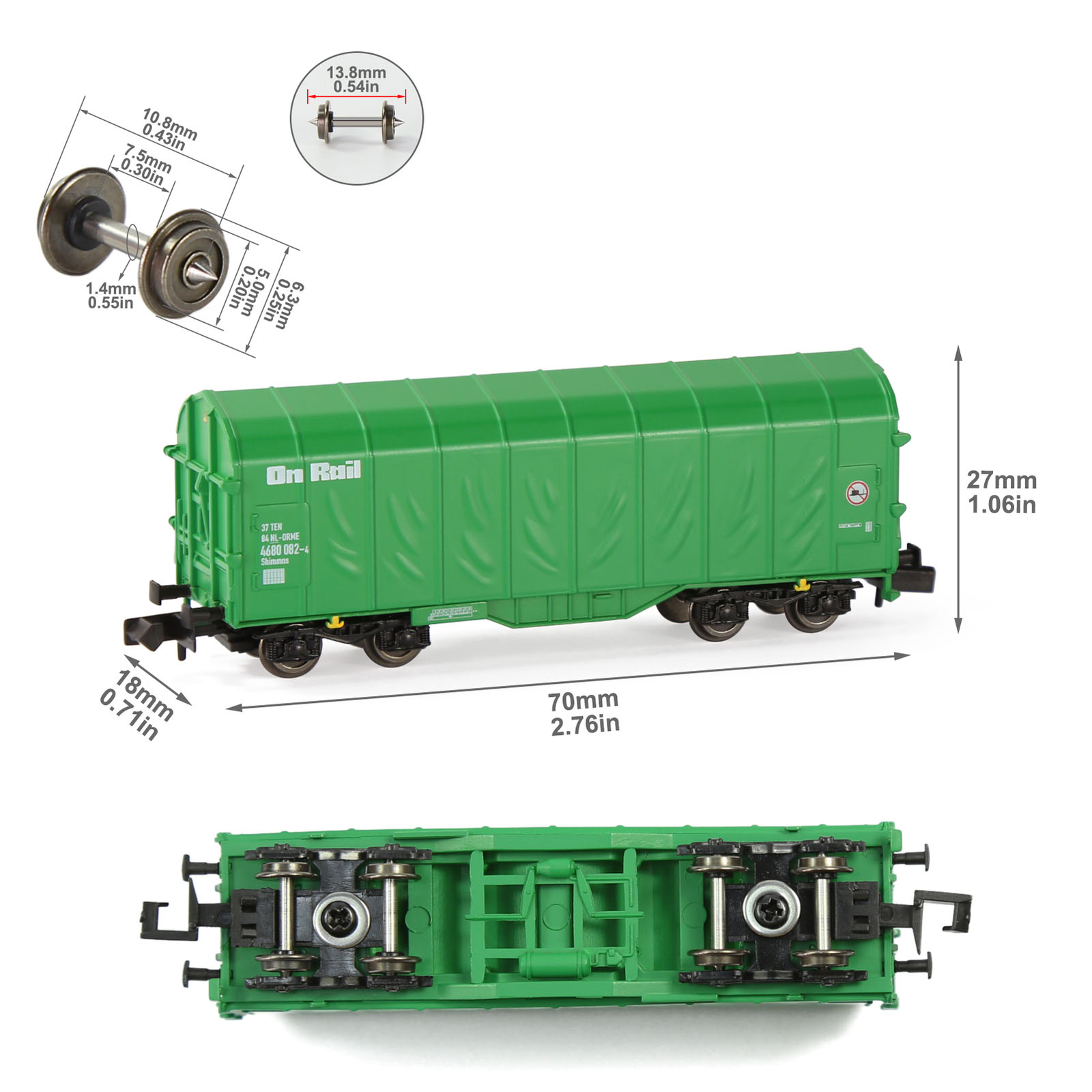 Evemodel Model Trains N Scale Covered Coil Wagon Freight Cars (Pack of ...