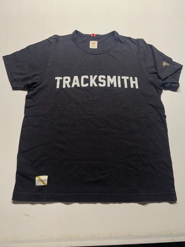 Tracksmith T-Shirt Black Grayboy Tee Spell Out Crew Neck Short Sleeve ...