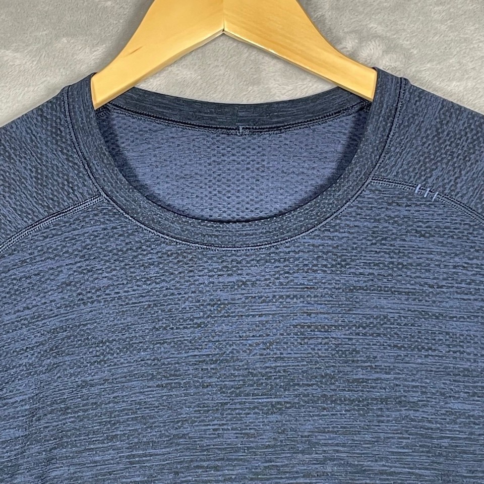 Lululemon ABC Long Sleeve Shirt Men's Navy Heathered Metal Vent ...