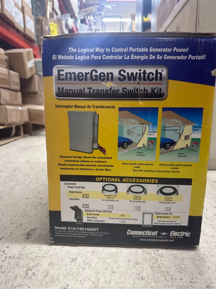 Connecticut Electric 10-7501G2KIT EmerGen Manual Transfer Switch Kit ...