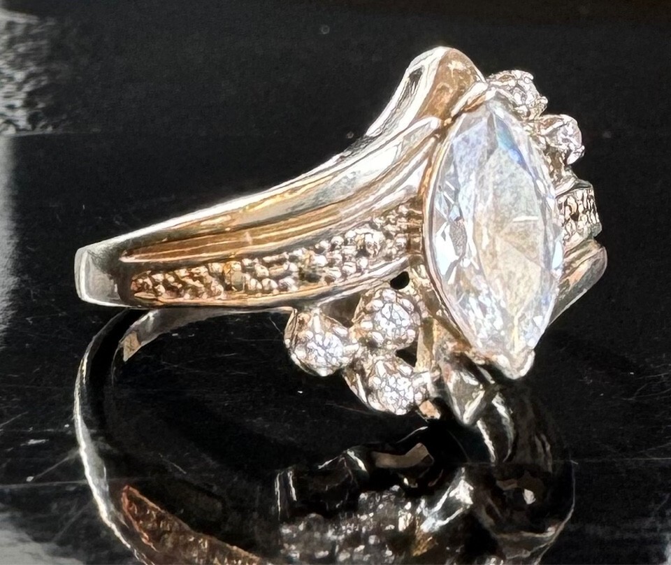 SETA 925 STERLING SILVER AND COLORLESS GEMS RING SIZE 7 | eBay