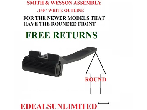 SMITH & WESSON SIGHT REAR ASSEMBLY .160 HIGH WHITE OUTLINE BLADE S&W ...