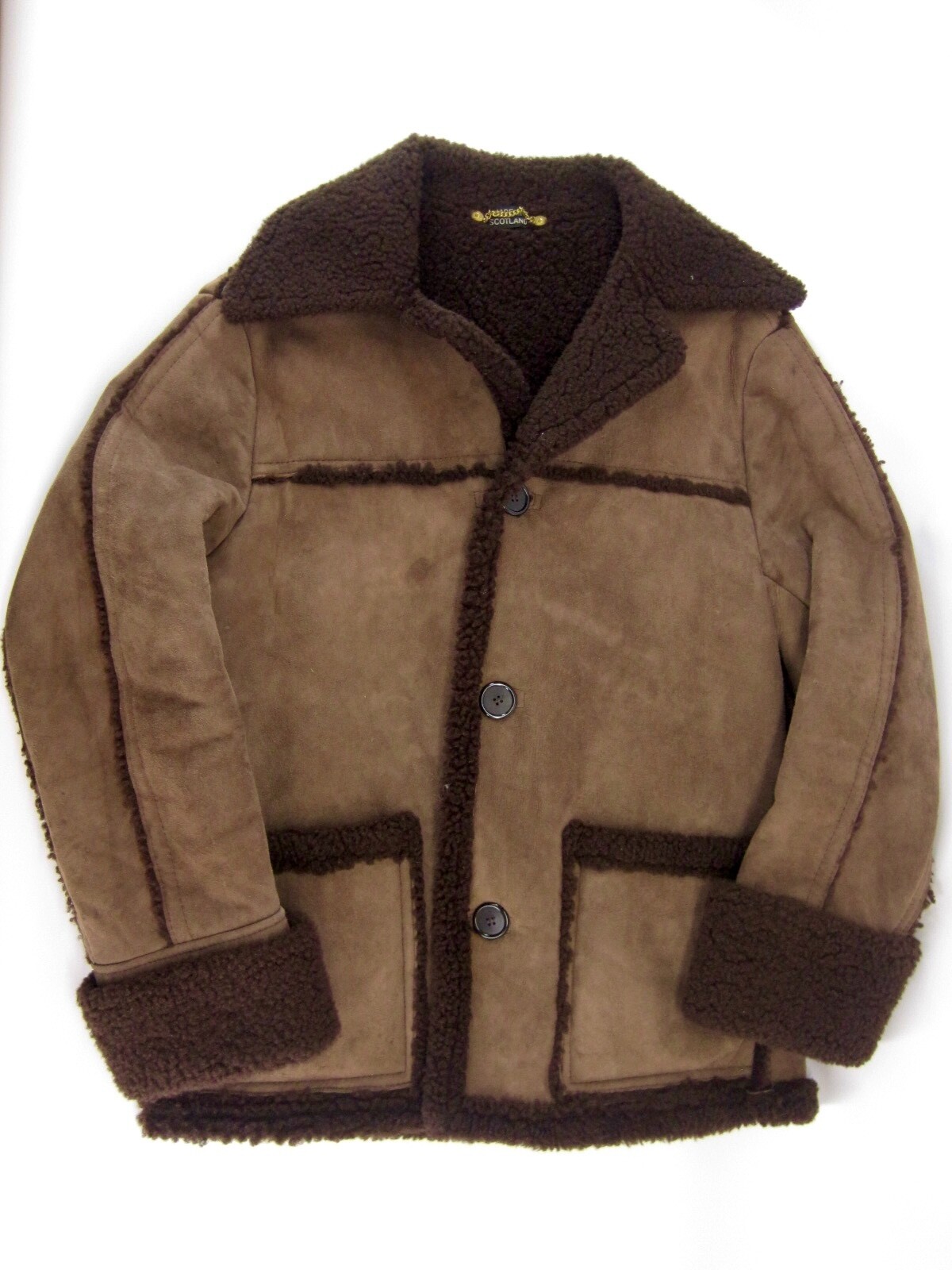 VTG Antartex Scotland Shearling Rancher Mountain Coat Size 40 Leather ...
