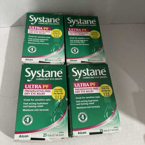 4 Box Alcon Systane Ultra PF Lubricant Dry Eye Relief 25 Vials Ea Exp ...