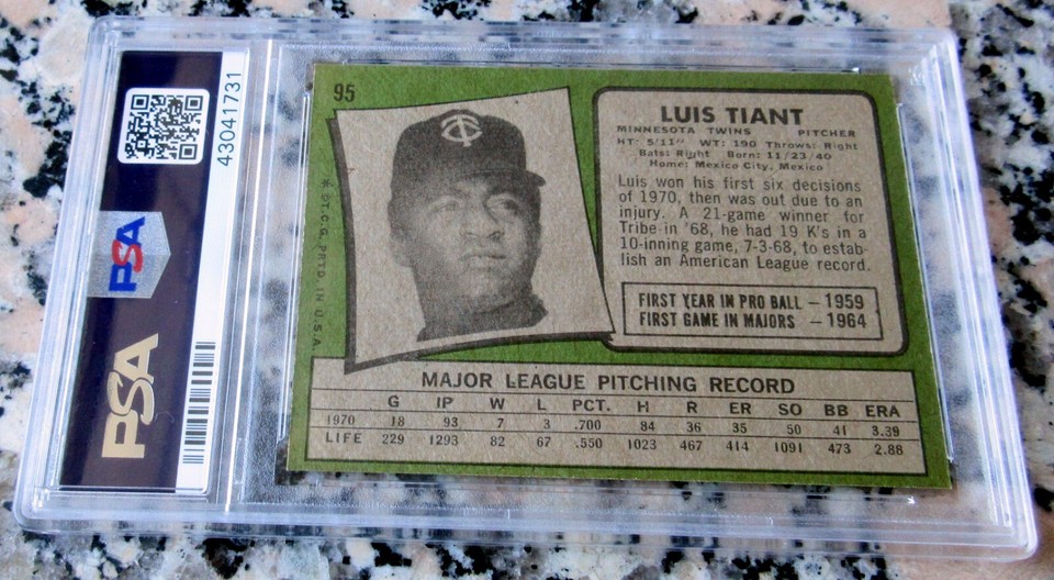 LUIS TIANT 1971 Topps VERY RARE PSA 7 Near Mint Cuba Red Sox Venezuela ...