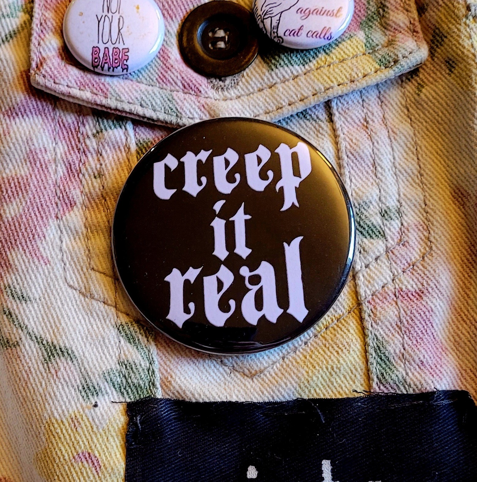 Creep It Real Large Button Pins Punk Jacket Vest Pin Halloween Spooky ...
