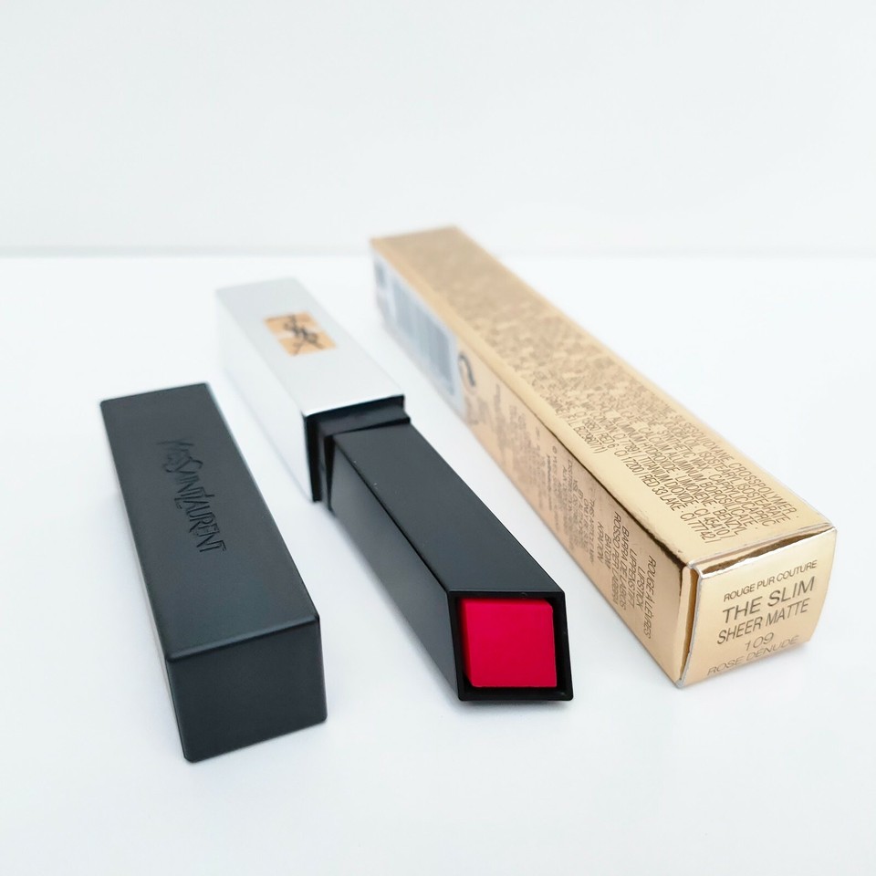 1x YSL Rouge Pur Couture THE SLIM Sheer Matte Lipstick, #109 Rose ...