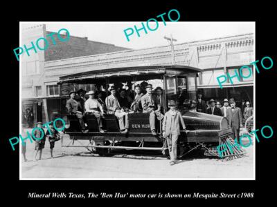 OLD POSTCARD SIZE PHOTO MINERAL WELLS TEXAS, THE BEN HUR MOTOR CAR ...