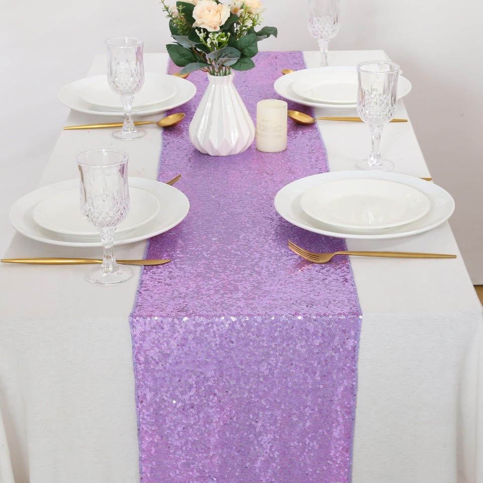 Purple Table Runners 4 Pack 12x72 Inch Sequin Lavender Runner For ...