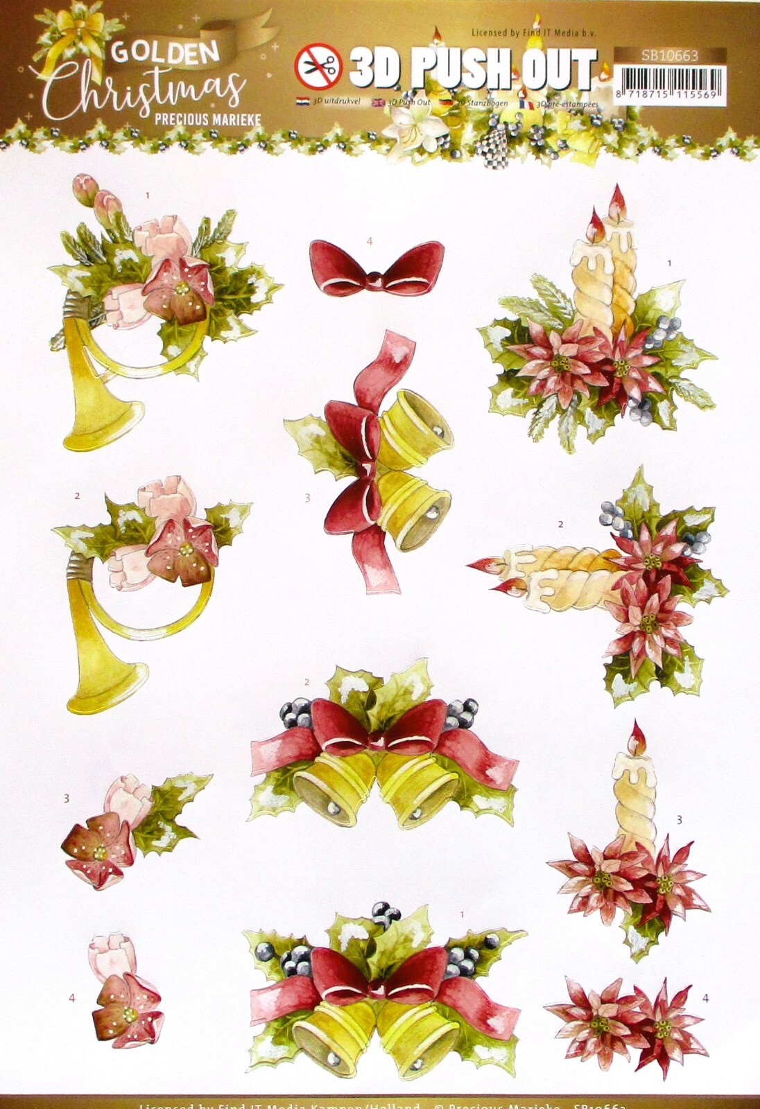 A4 DIE CUT 3D PAPER TOLE DECOUPAGE Push Out Sheet Christmas Candle ...