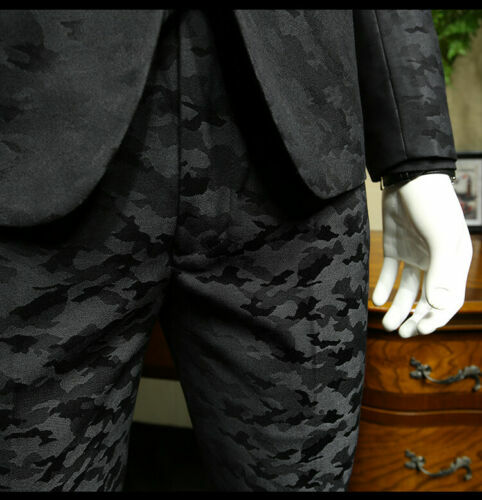 Black Camouflage Men's Slim 3 Pieces Suits Formal Party Tuxedos ...