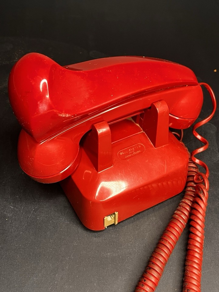 Vintage Red Bell System Western Electric Rotary Telephone 500 DM w ...