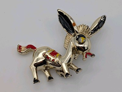 Cute Vintage Black-Yellow- Red Enamel Donkey Gold Tone Brooch/Pin 1.75 ...