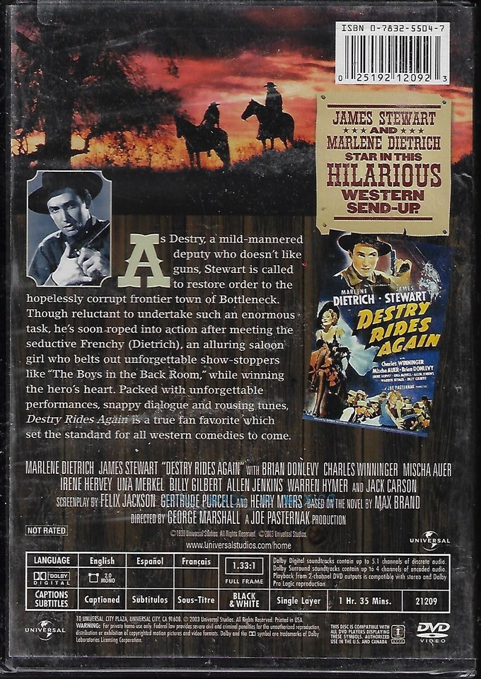 Destry Rides Again (DVD, 1939) New | eBay