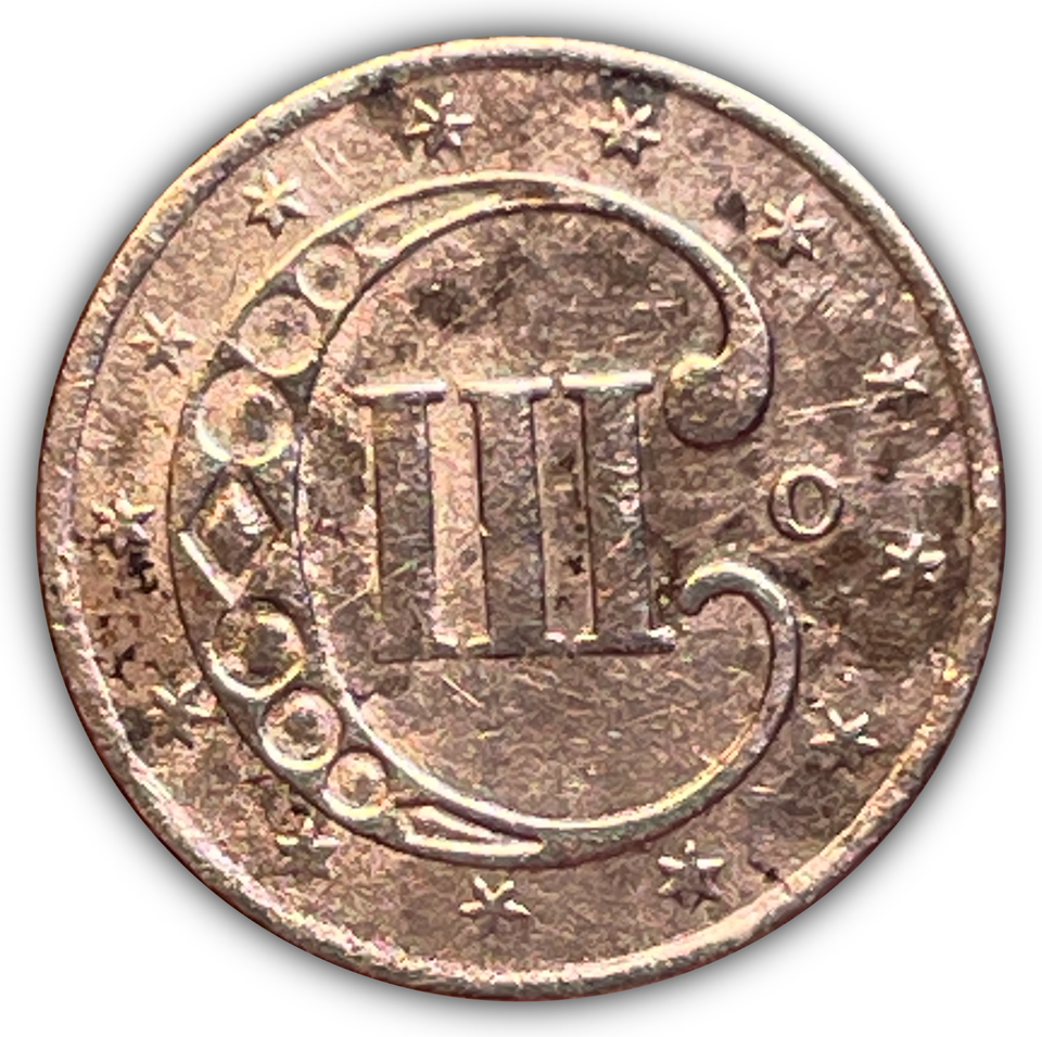 1851-O Three Cent Silver Trime Extremely Fine XF Coin, Details #21203 ...