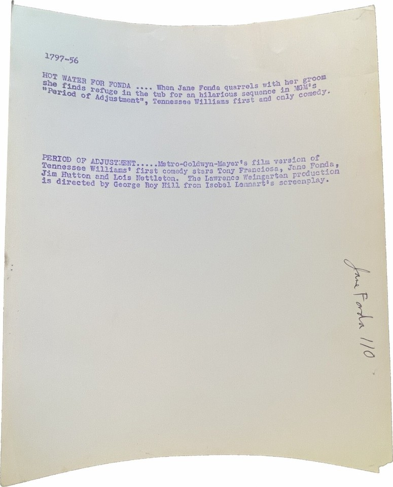 Hollywood Actress Jane Fonda Period of Adjustment Picture Photo Print 8 ...