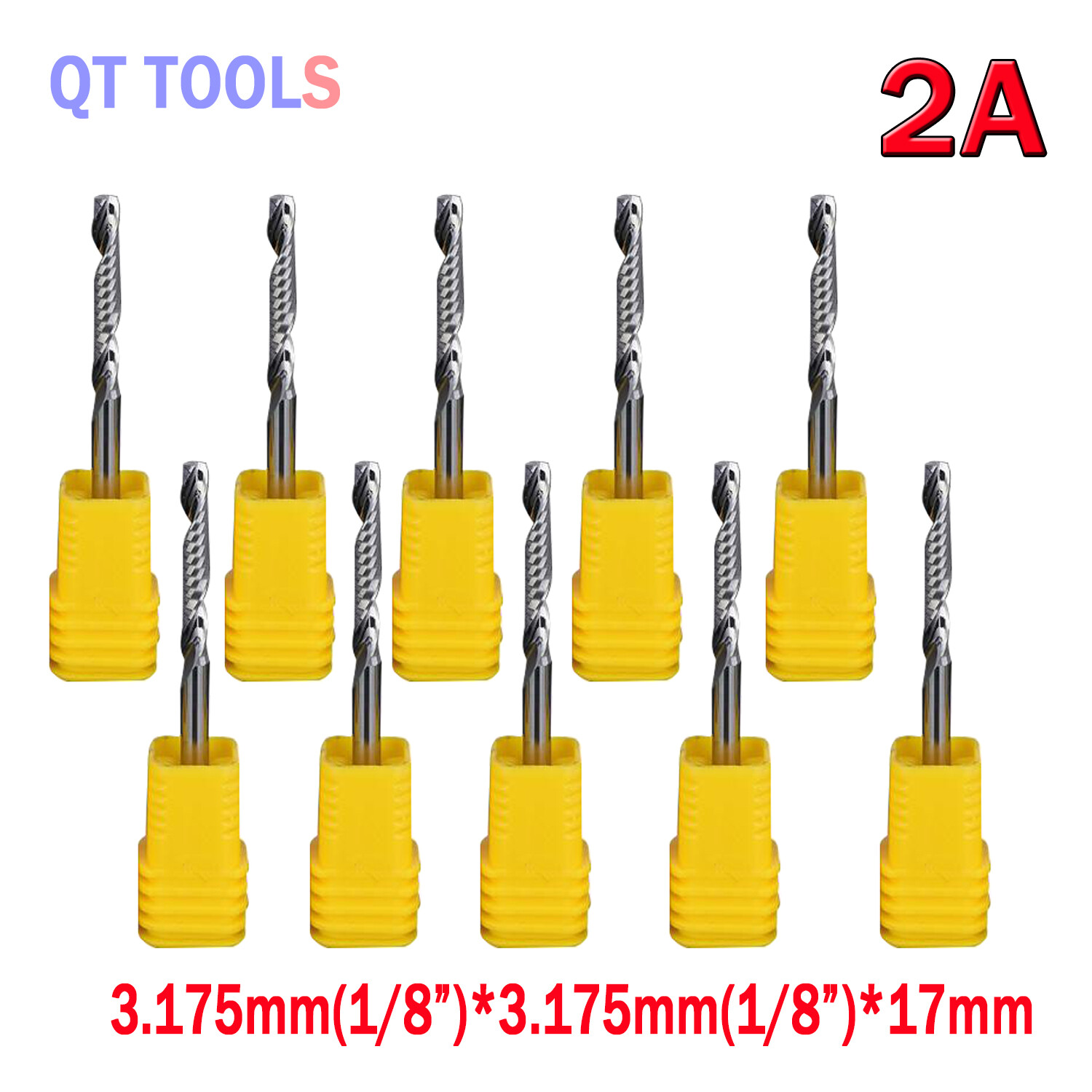 10pcs 1/8" 17mm PVC/Acrylic Cutter Single Flute Spiral Cutter Carbide ...