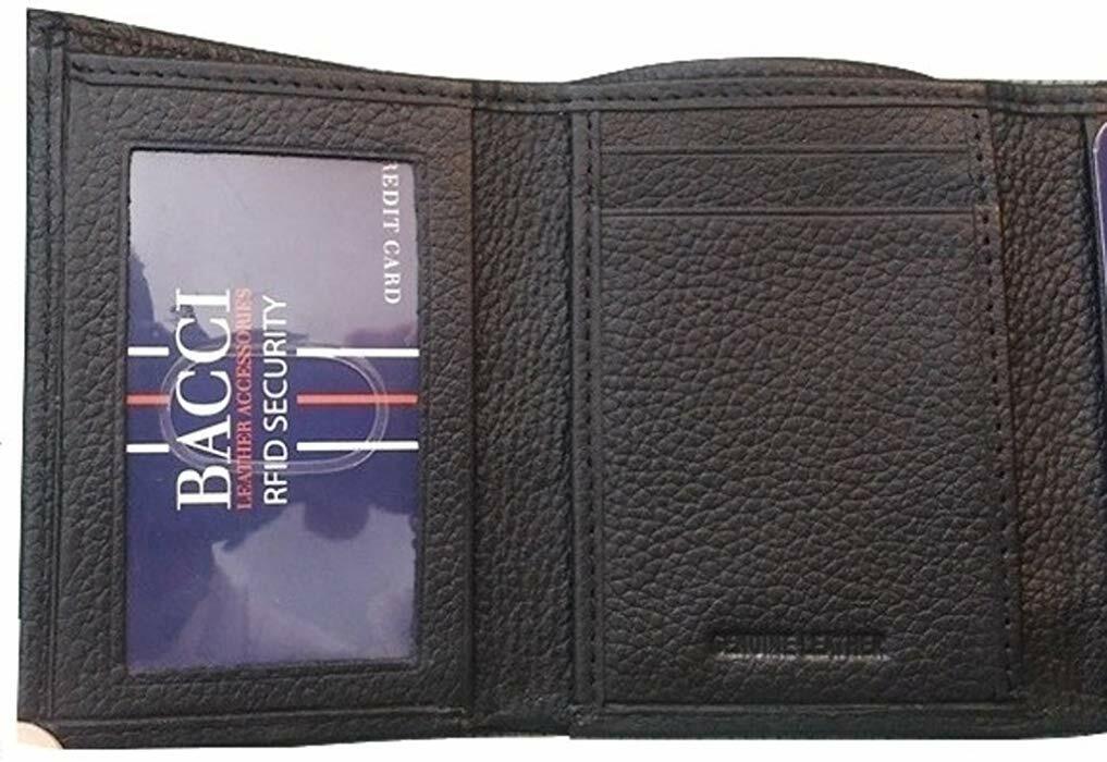Mens Bacci RFID Blocking Genuine Leather Black Brown SLIM Compact ...
