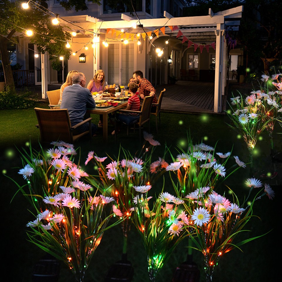 Solar Garden Flower Light LED Daisy Lamp Outdoor Patio Yard Stake Lamp ...