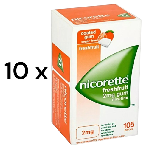 10 Boxes 10x105 Pieces - Nicorette Freshfruit 2mg Nicotine Gum – Exp ...