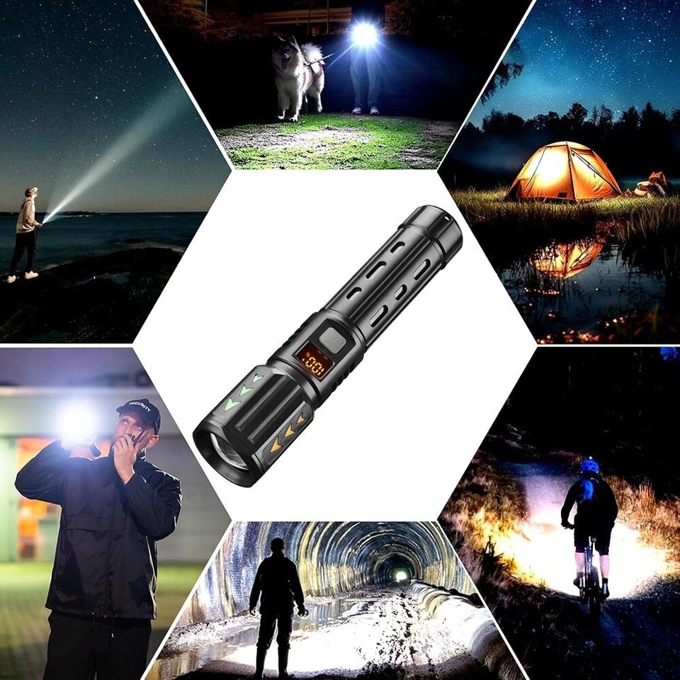 High Lumen Super Bright LED Tactical Flashlight USB Rechargeable LED ...