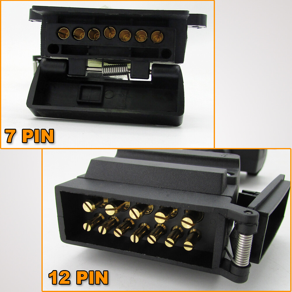 12 PIN TO 7 PIN FLAT SOCKET PLUG TRAILER WIRING ADAPTOR CARAVAN ...
