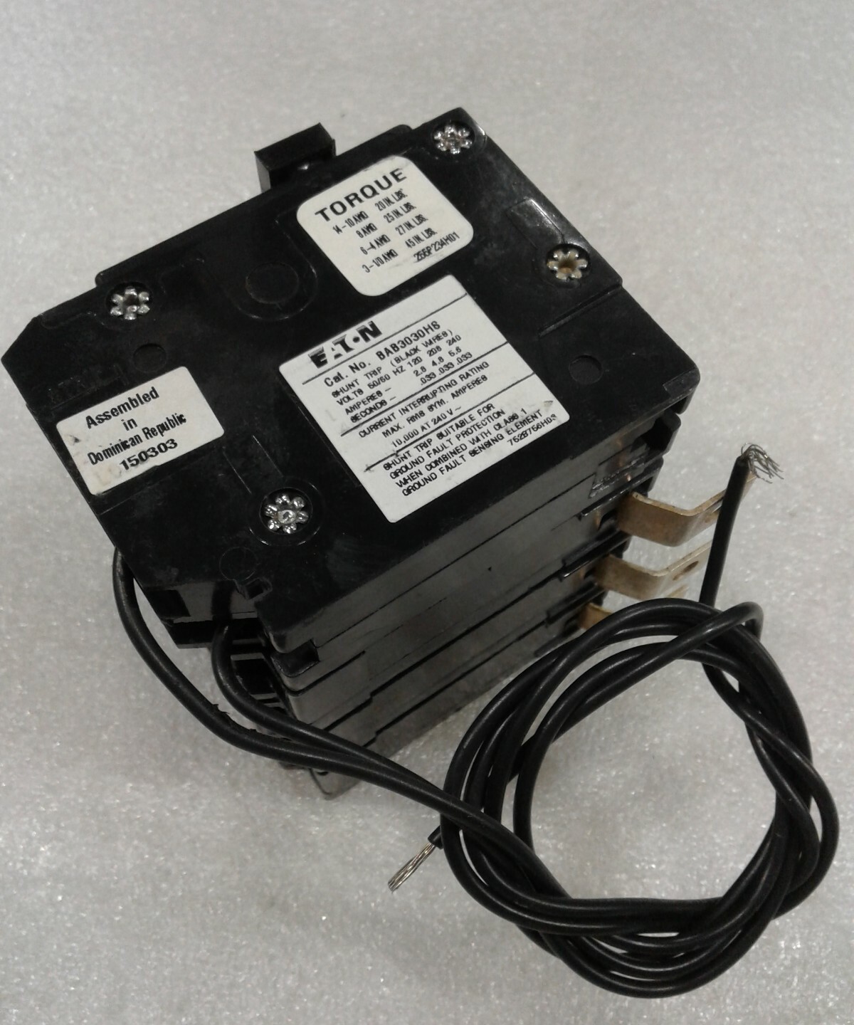 BAB3030HS CH 3POLE 30AMP 240V W/ 120VAC SHUNT TRIP NEW | eBay