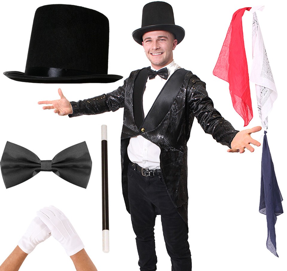 ADULT MAGICIAN TAILCOAT COSTUME MENS LADIES MAGIC FANCY DRESS MAGICIAN ...