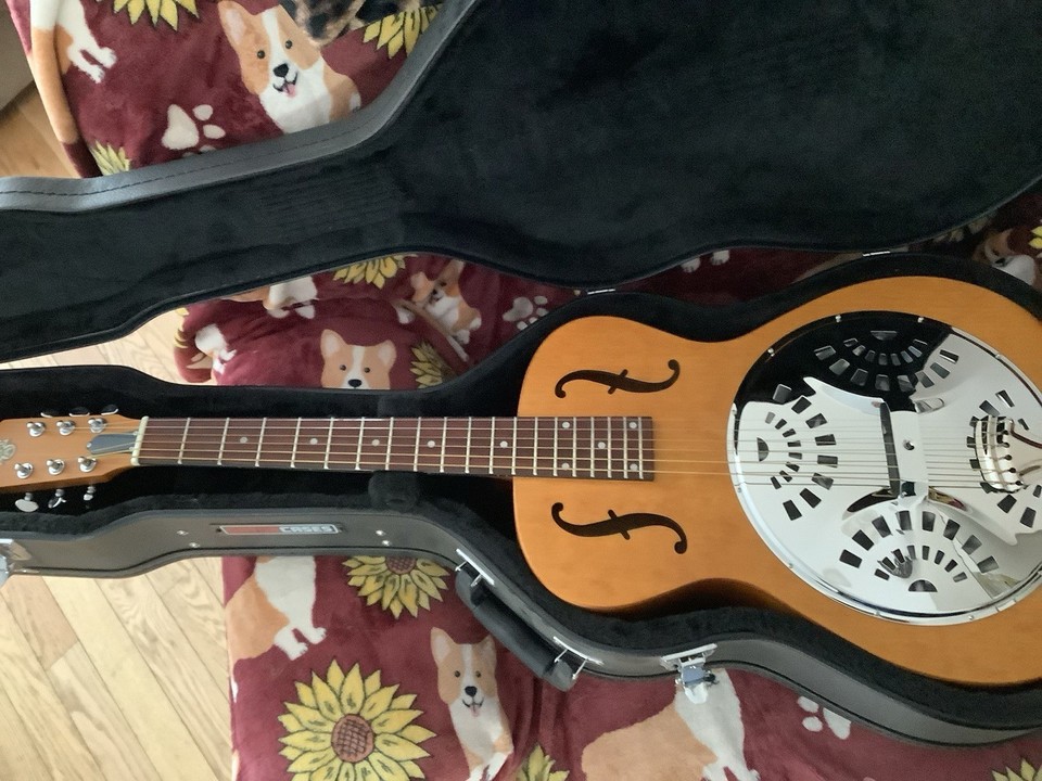 Dobro Acoustic Resonator Guitar Brown Wood Steel 6 String 19 Frets w ...