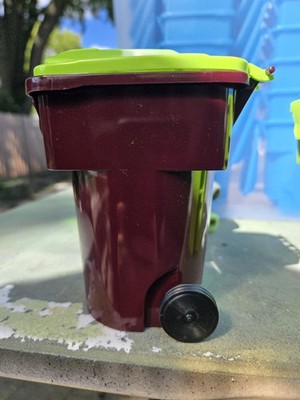 Rehrig Mini Waste Management Trash Cart Recycling Green Lid | eBay