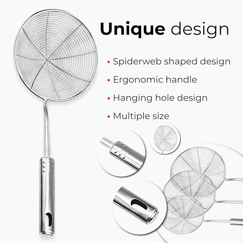 3pcs-Spider Strainer Set of Strainer Ladle Stainless Steel Wire Skimmer ...