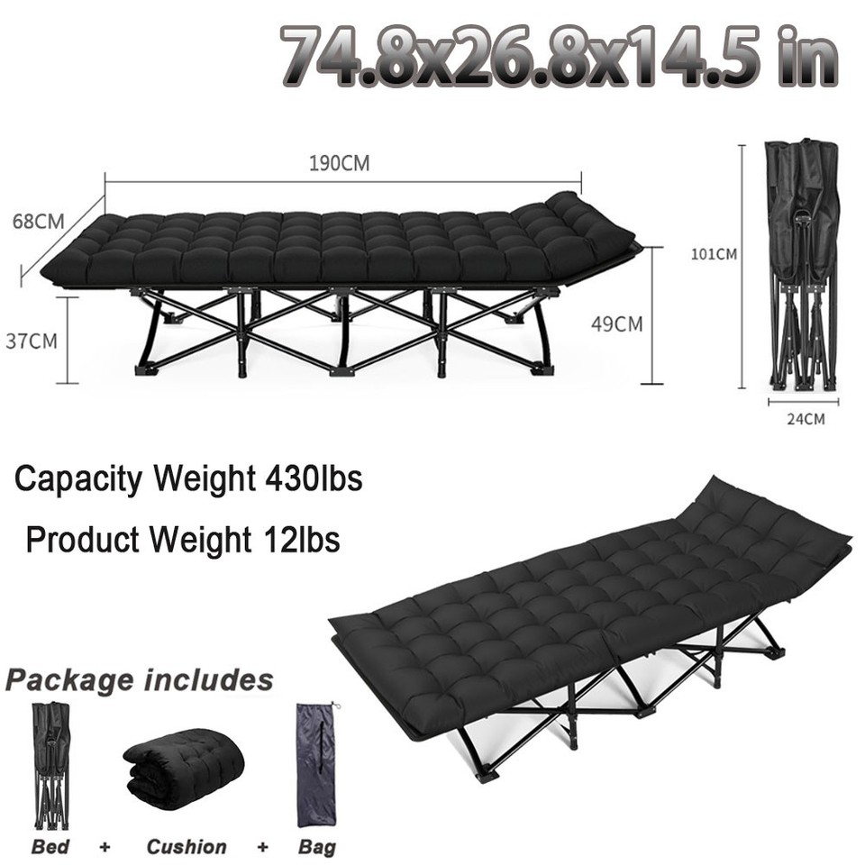 Single Folding Bed Camping Travel Heavy Duty Adult Lightweight With ...