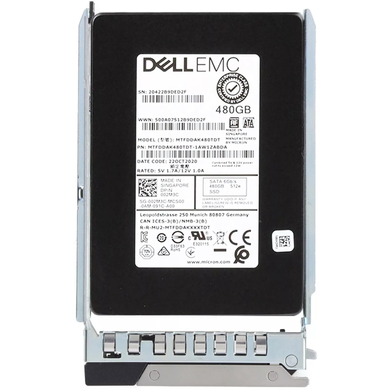02M3C DELL EMC MICRON MTFDDAK480TDT 480GB SATA 6GBPS 2.5" SSD T350 R640 ...