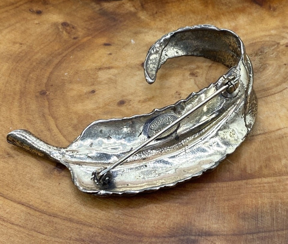 VINTAGE BIRKS STERLING SILVER FEATHER PIN BROOCH | eBay
