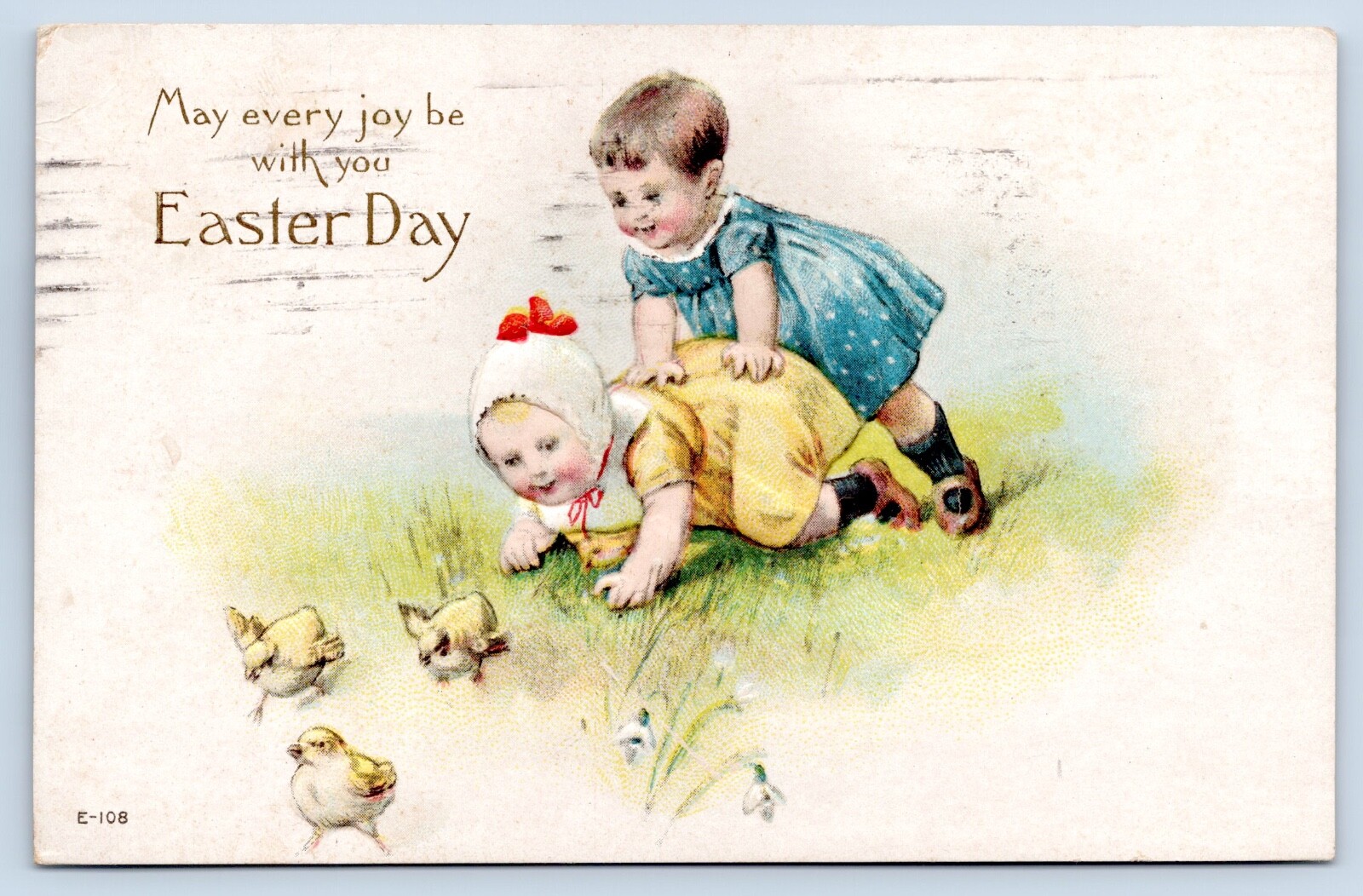 Vintage Easter Postcard- Young Children Playing w/ Baby Chicks Easter ...