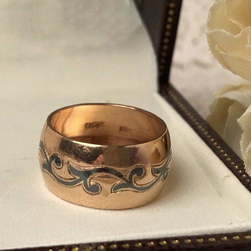 Vintage Solid Niello Gold 583 14K Women's Ring Jewelry Enamel 4.5 gr ...