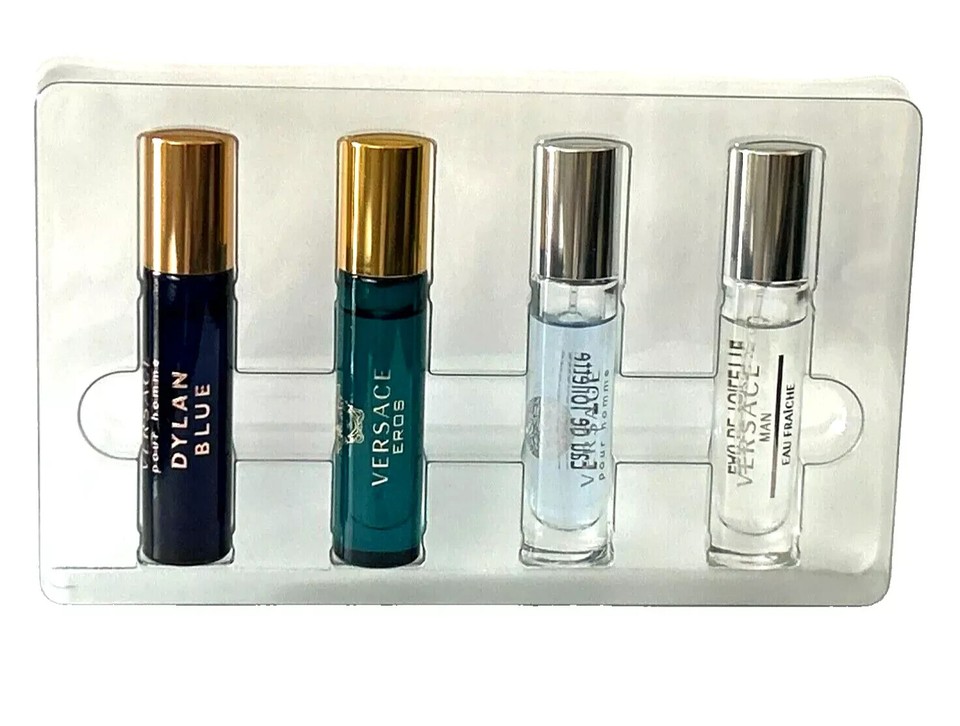 VERSACE 4 Piece Men's Eau de Toilette Travel Spray Cologne Set in Box ...