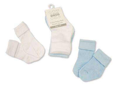Baby Boys 2 Pack Roll Down Socks Blue & White 0-2 | eBay.de
