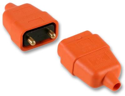 2 Pin In-Line High Impact Rubber Cable Connector 10A ORANGE Extends ...