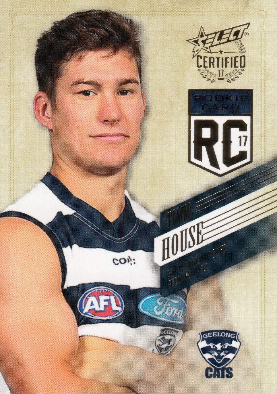 2017 AFL CERTIFIED TIM HOUSE GEELONG CATS DRAFT ROOKIE CARD | eBay