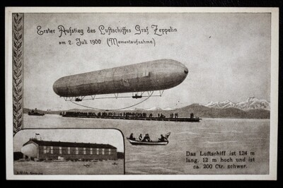 orig. Zeppelin Postkarte Erster Zeppelin Luftschiff Graf Zeppelin LZ 1 ...