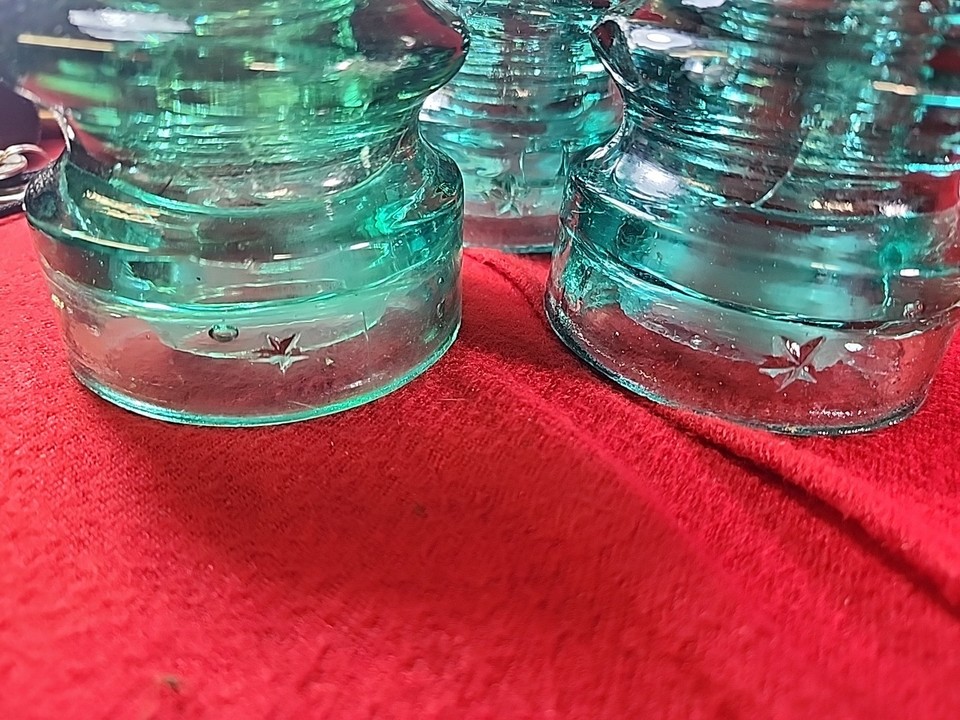 VINTAGE Glass Insulators Tough B-Mold Star Insulators Sea Green | eBay
