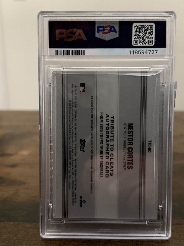 2025 Topps Tribute Nestor Cortes Tribute to Cleats Auto Yankees /10 PSA ...