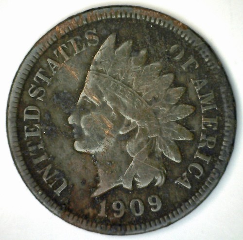 1909 Indian Head Bronze Penny One Cent Coin Circulated Condition 1c As ...